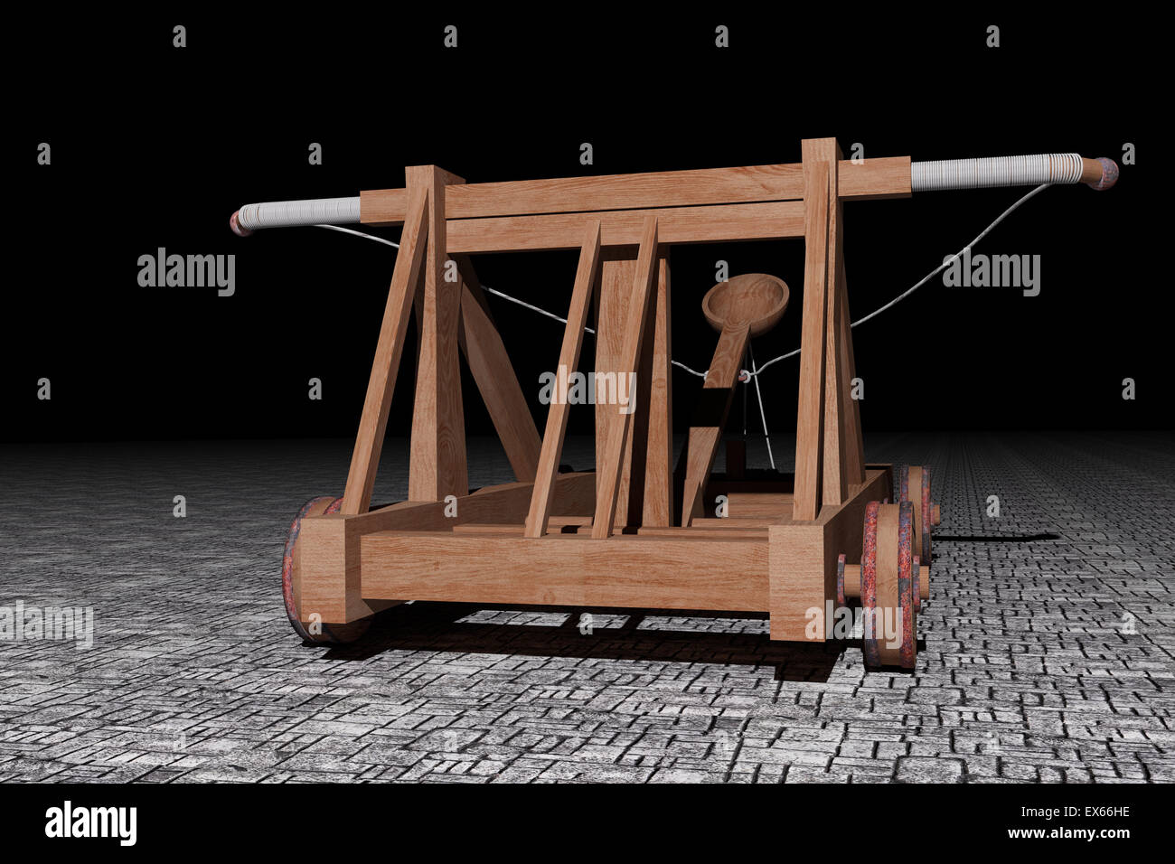 3d rendering of an old wood catapult Stock Photo - Alamy