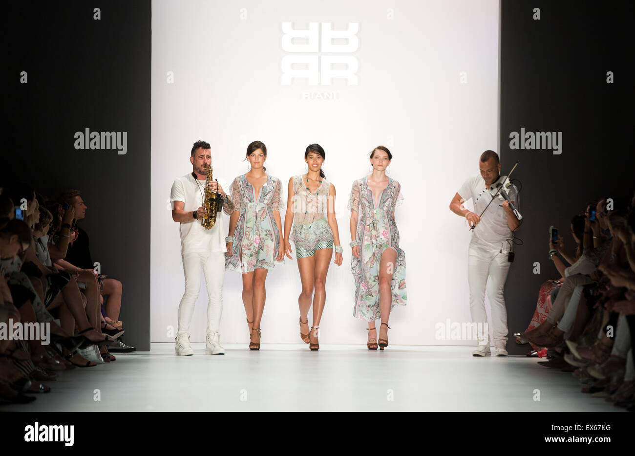 Berlin, Germany. 07th July, 2015. Models Vanessa Fuchs (l-r), Anuthida ...