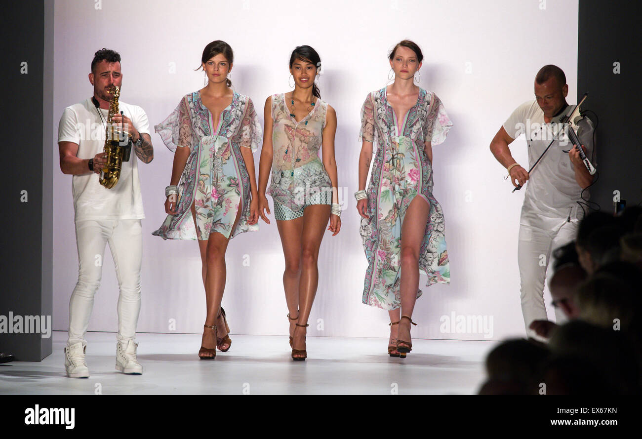 Berlin, Germany. 07th July, 2015. Models Vanessa Fuchs (l-r), Anuthida ...