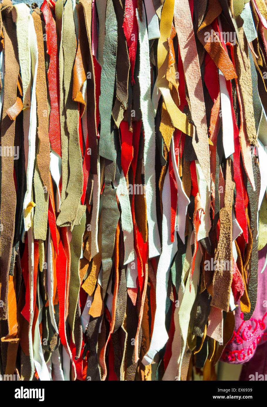 leather straps in many colors to decorate crafts Stock Photo - Alamy