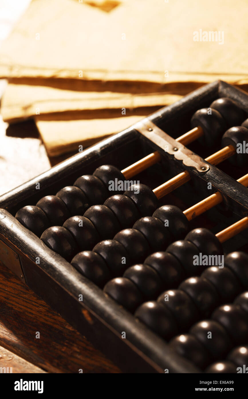 Still life the abacus and books Stock Photo - Alamy