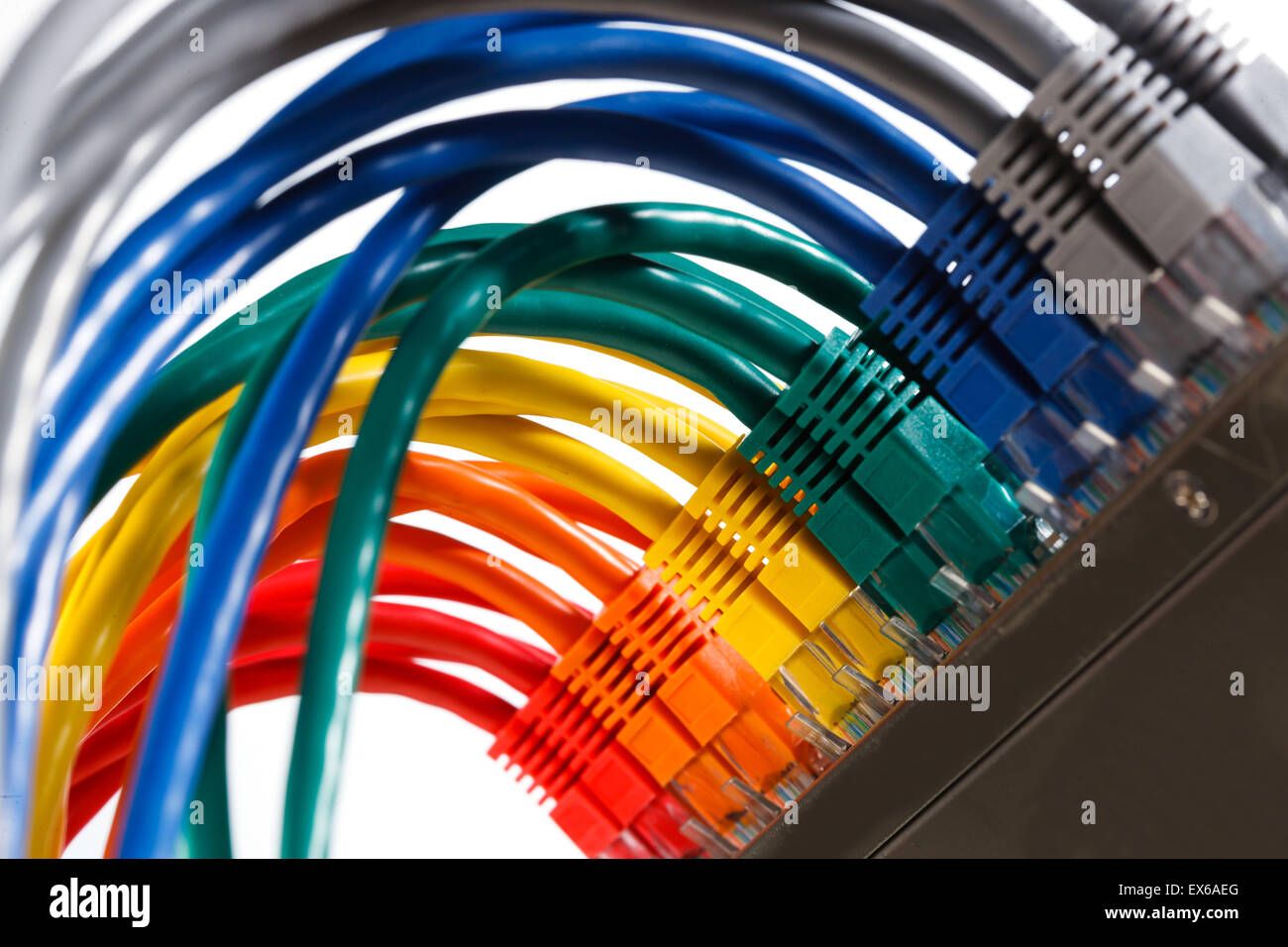 Close-up of cables plugged into the back of wlan router Stock Photo - Alamy