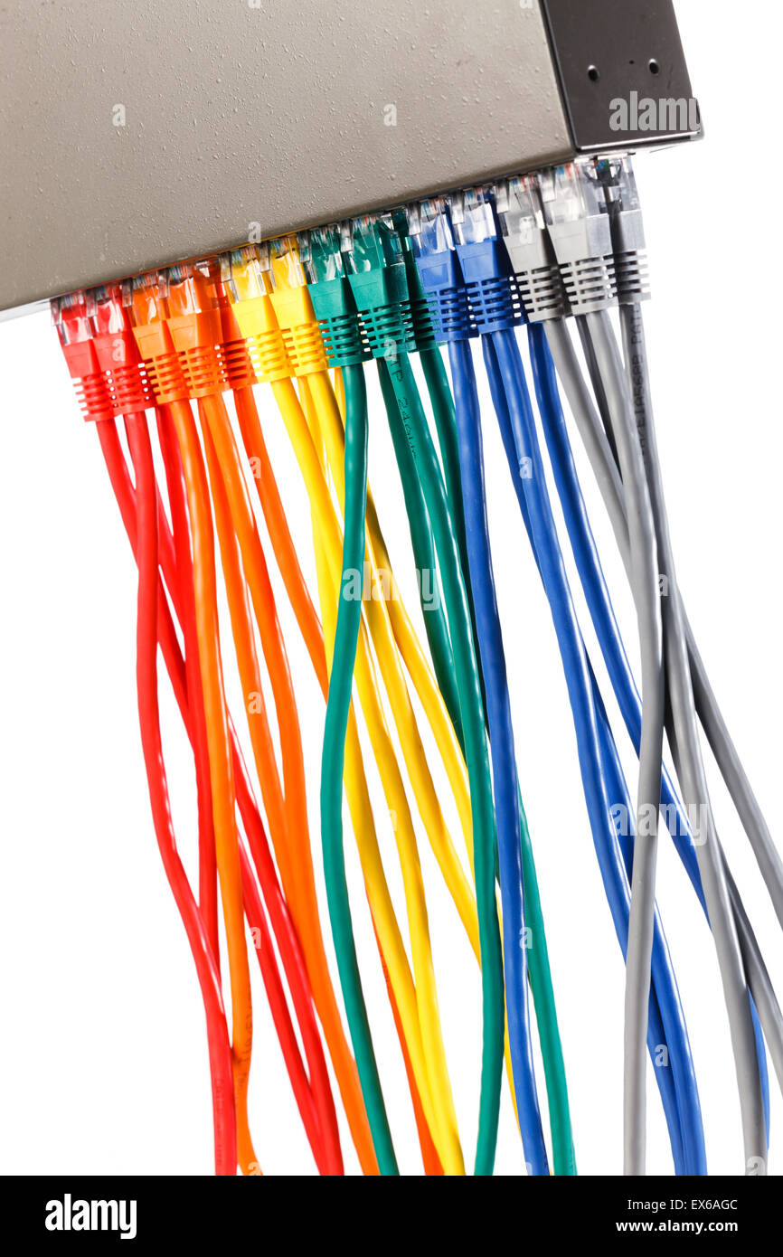 Wireless router and network cables Stock Photo - Alamy