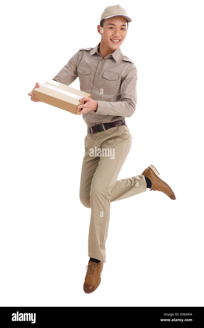 Man carrying package Cut Out Stock Images & Pictures - Alamy