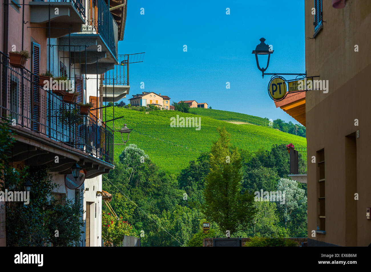 Italy Piedmont Langhe World Heritage Barolo landscape from the village ...