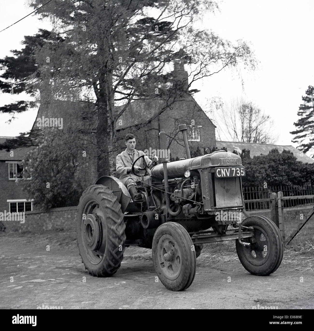 1950s, historical, a male student at a agricultural college or farm ...