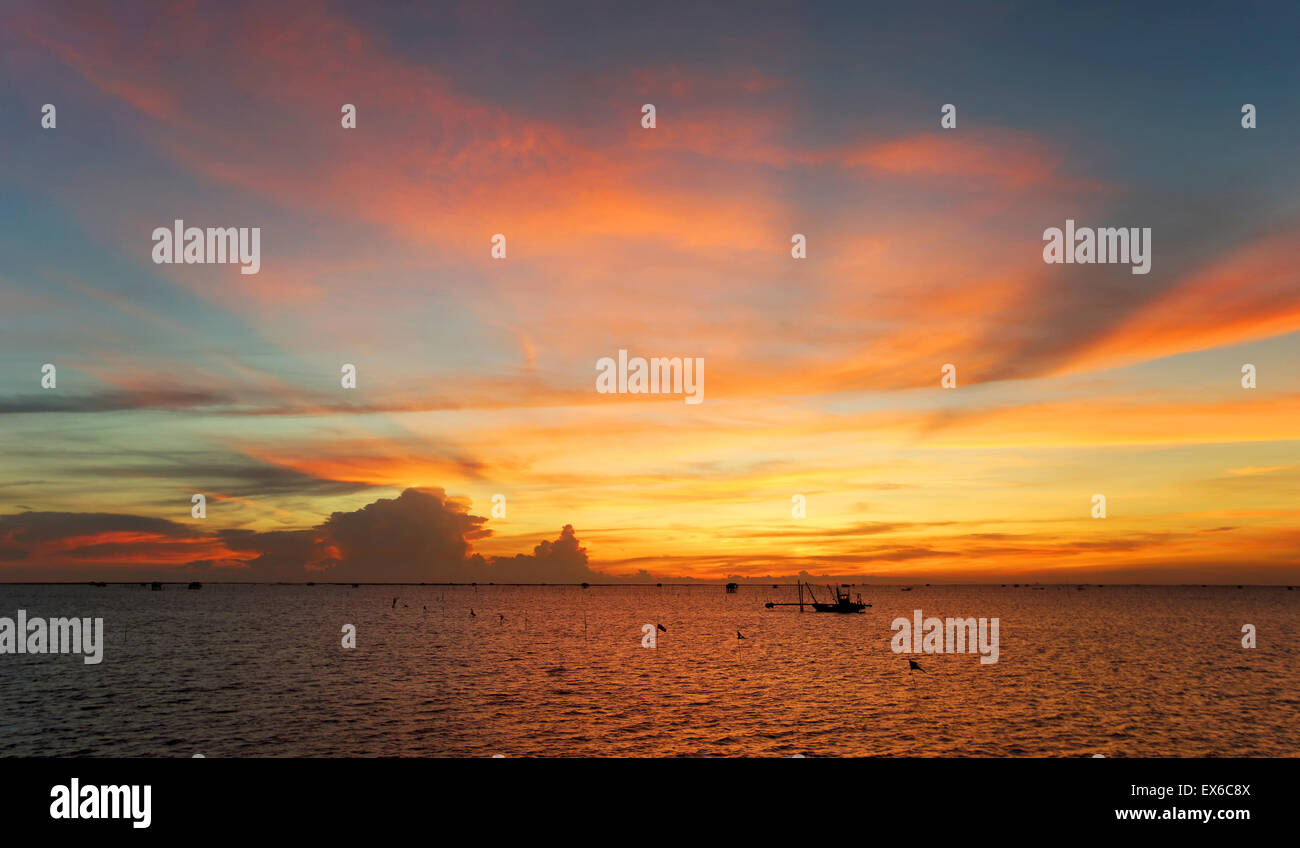 beautiful sky over the sea at evening civil twilight Stock Photo - Alamy