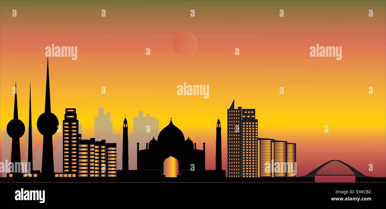 skyline of the city kuwait Stock Vector Image & Art - Alamy