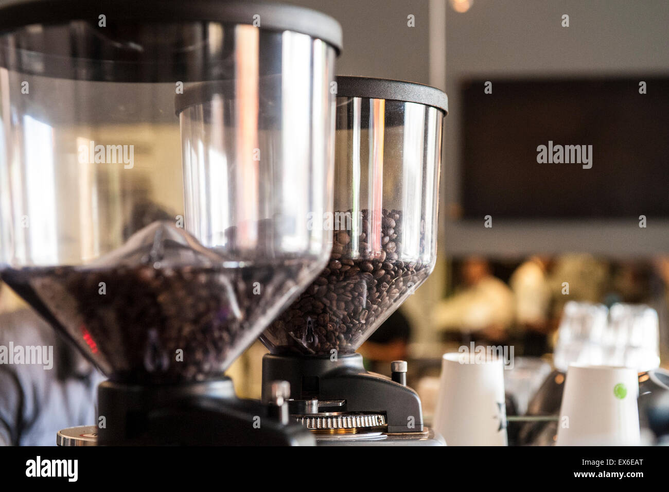 Coffee grinders in a Melbourne cafe Stock Photo - Alamy