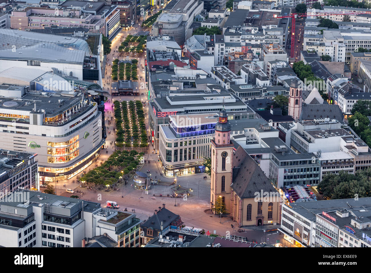 Aerial view of the main shopping street in the city of Frankfurt Stock ...