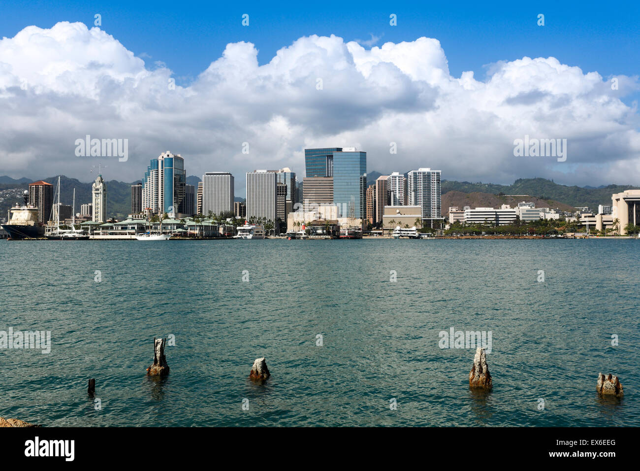 Honolulu, Hawaii. 2nd Jul, 2015. A view of Downtown Honolulu Harbor and ...