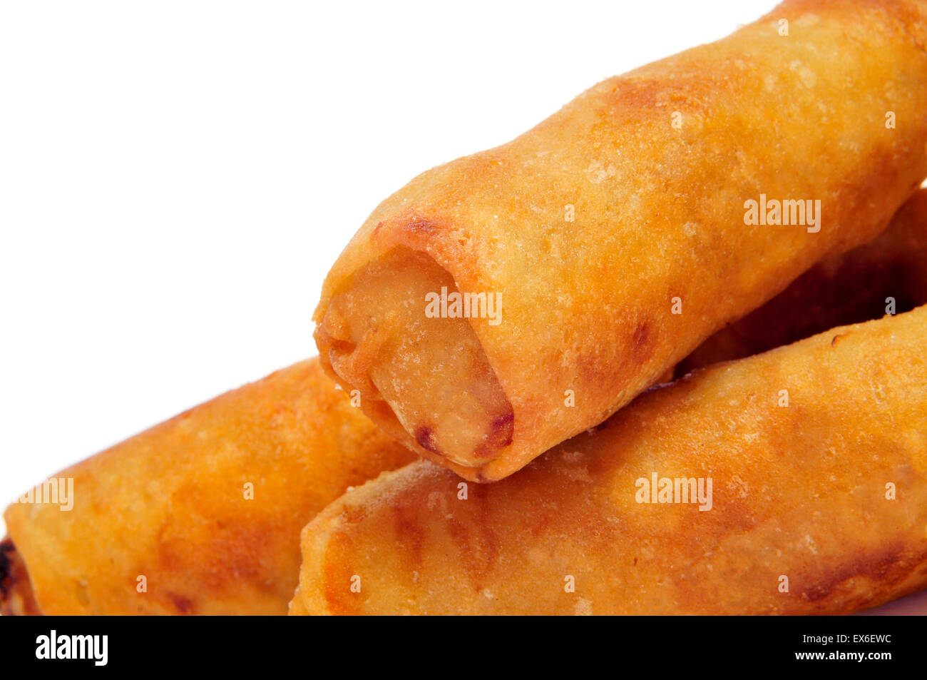some spring rolls on a white background Stock Photo - Alamy