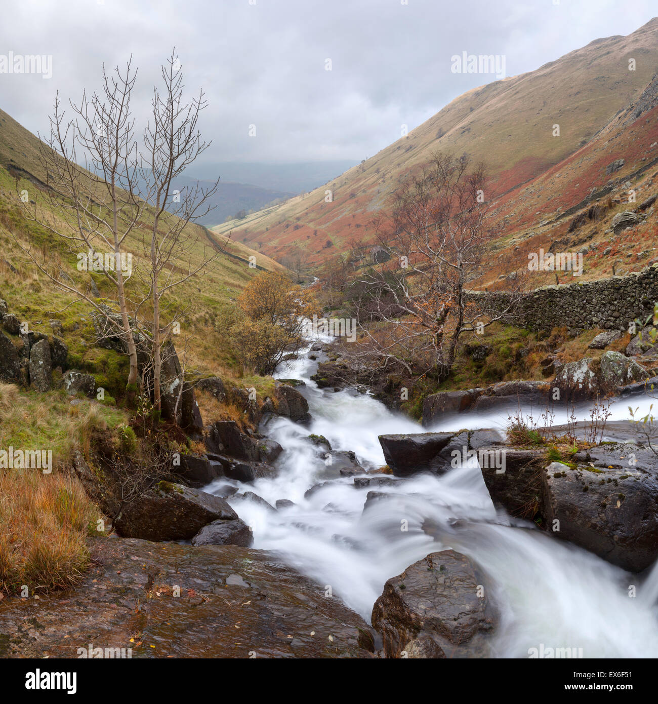 Hayeswater Gill autumn stream torent waterfall Lake District Stock ...