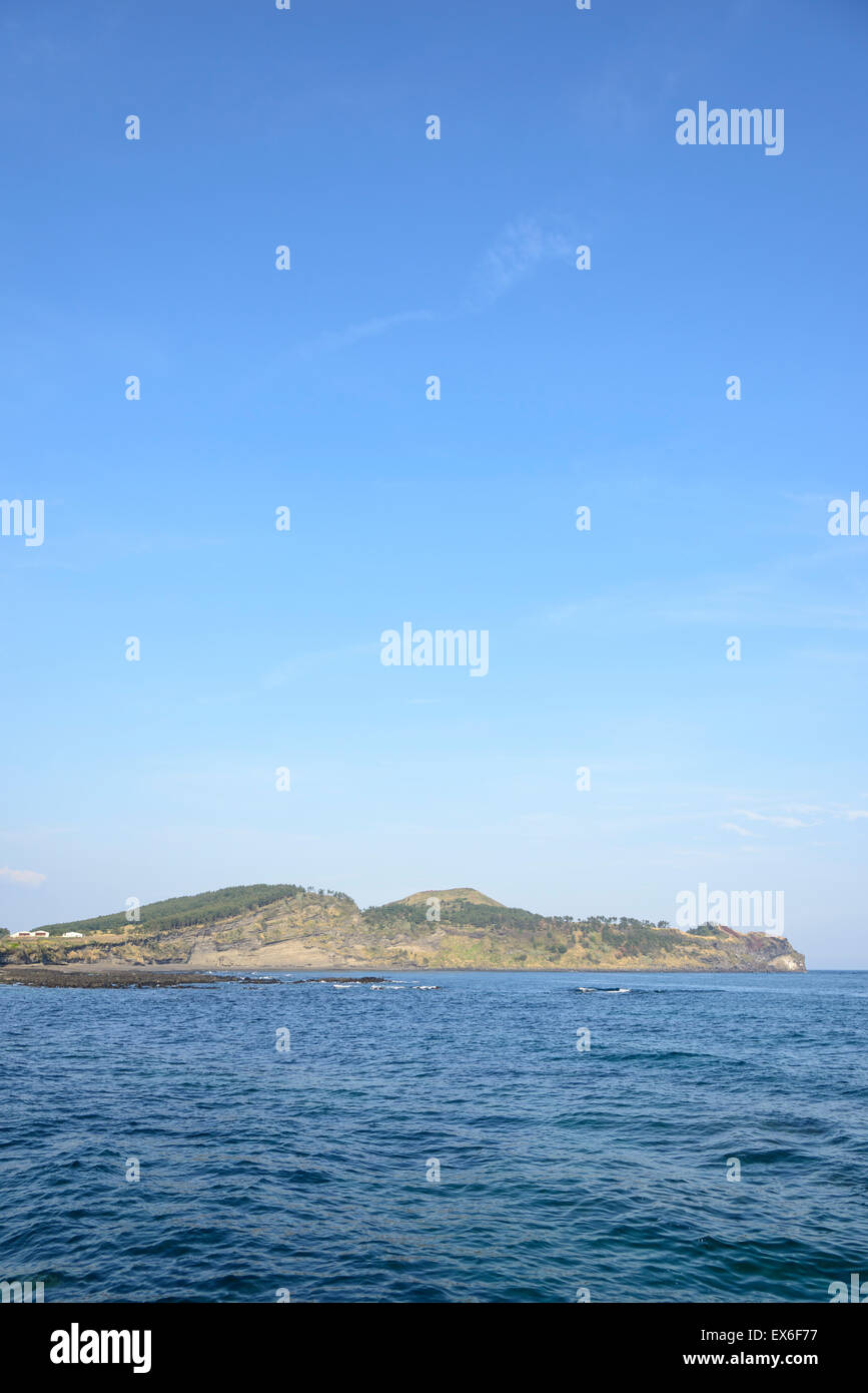 Whole View of Songaksan mountain in jeju island, Korea. Songaksan is ...