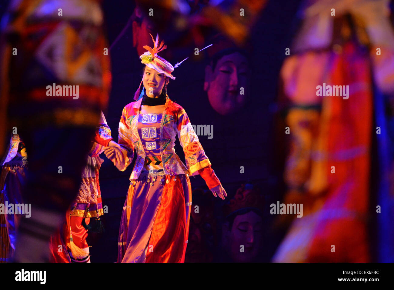Lanzhou, China's Gansu Province. 7th July, 2015. Actresses perform ...