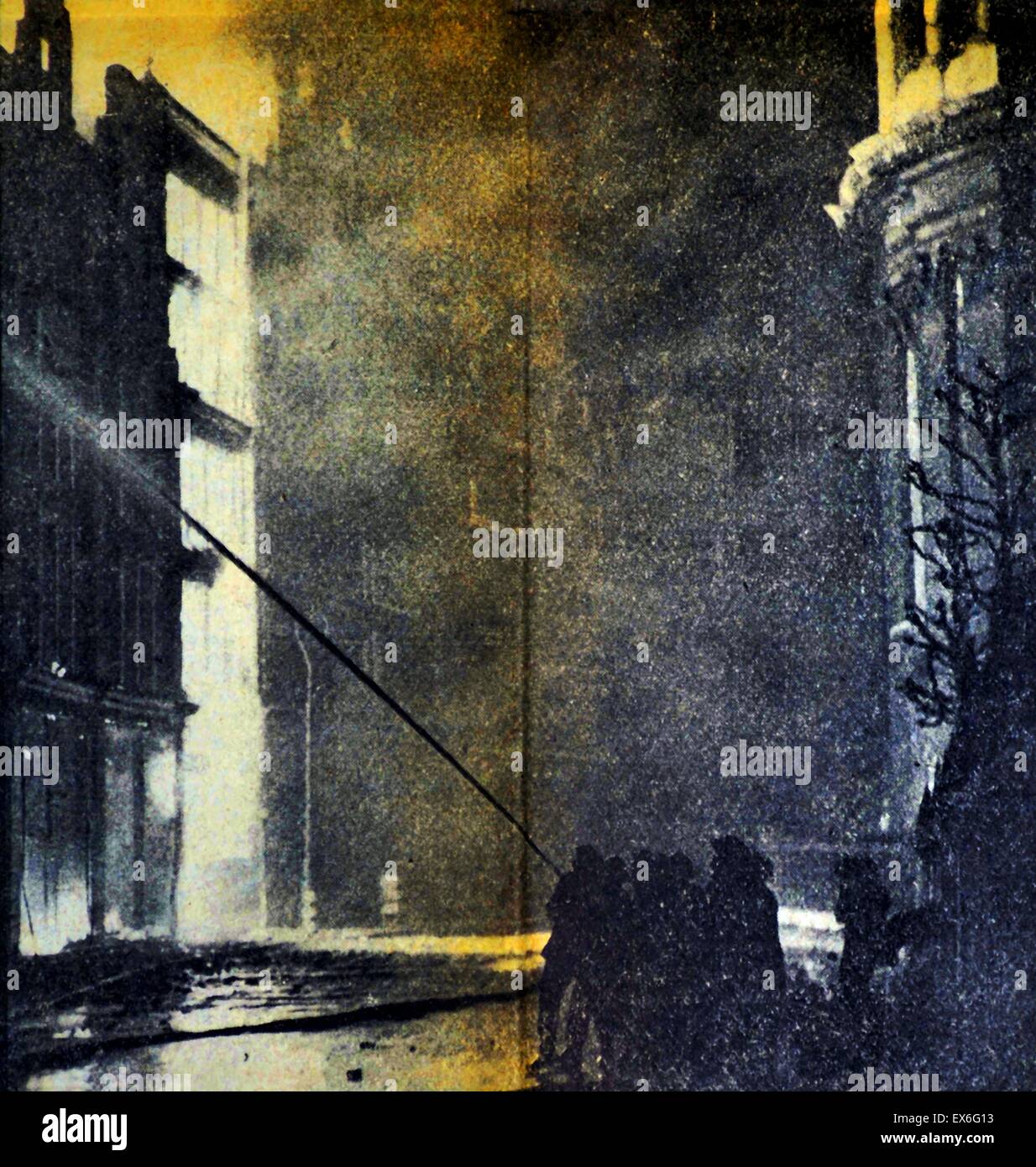 The London Blitz (hand coloured photograph from 1940) showing ...