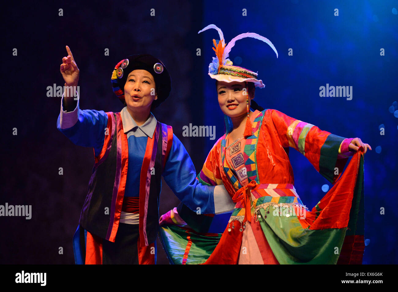 Lanzhou, China's Gansu Province. 7th July, 2015. Actresses perform ...