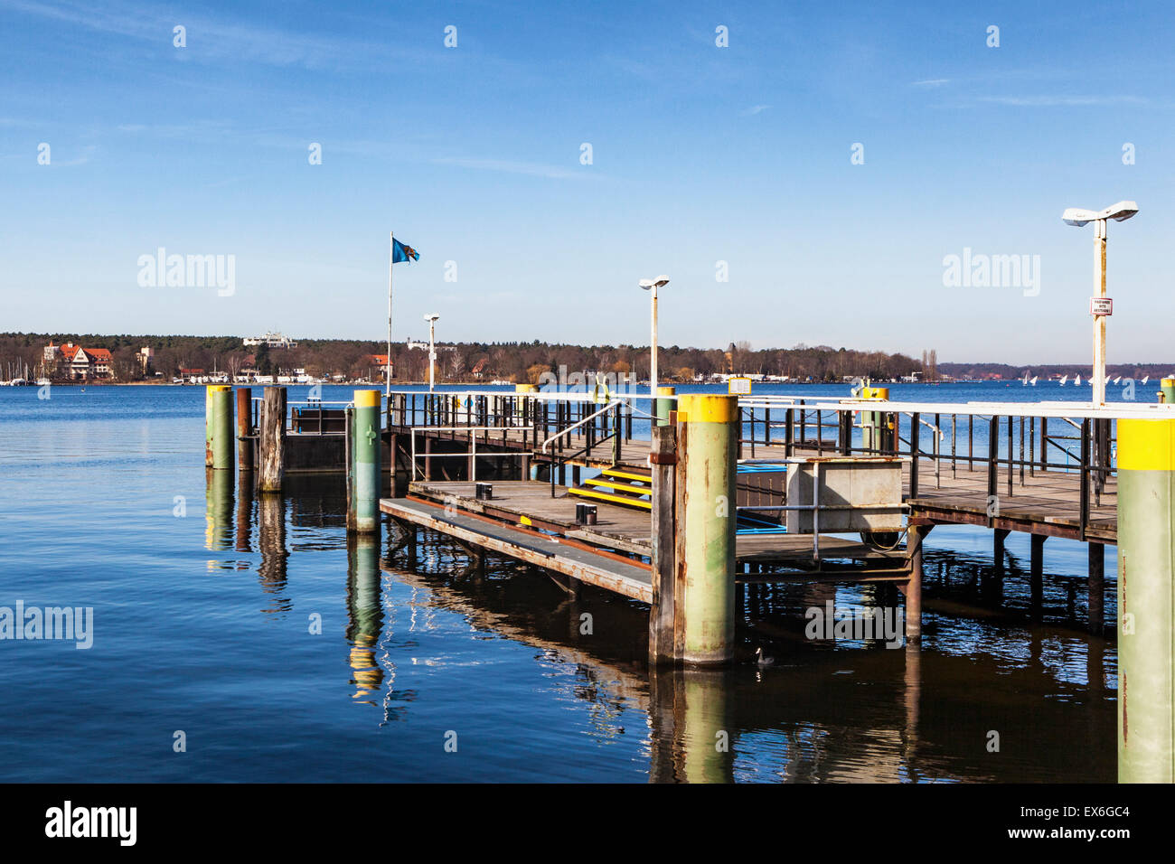 Berlin Wannsee BVG ferry pier. Ferries cross the Havel to Kladow ...