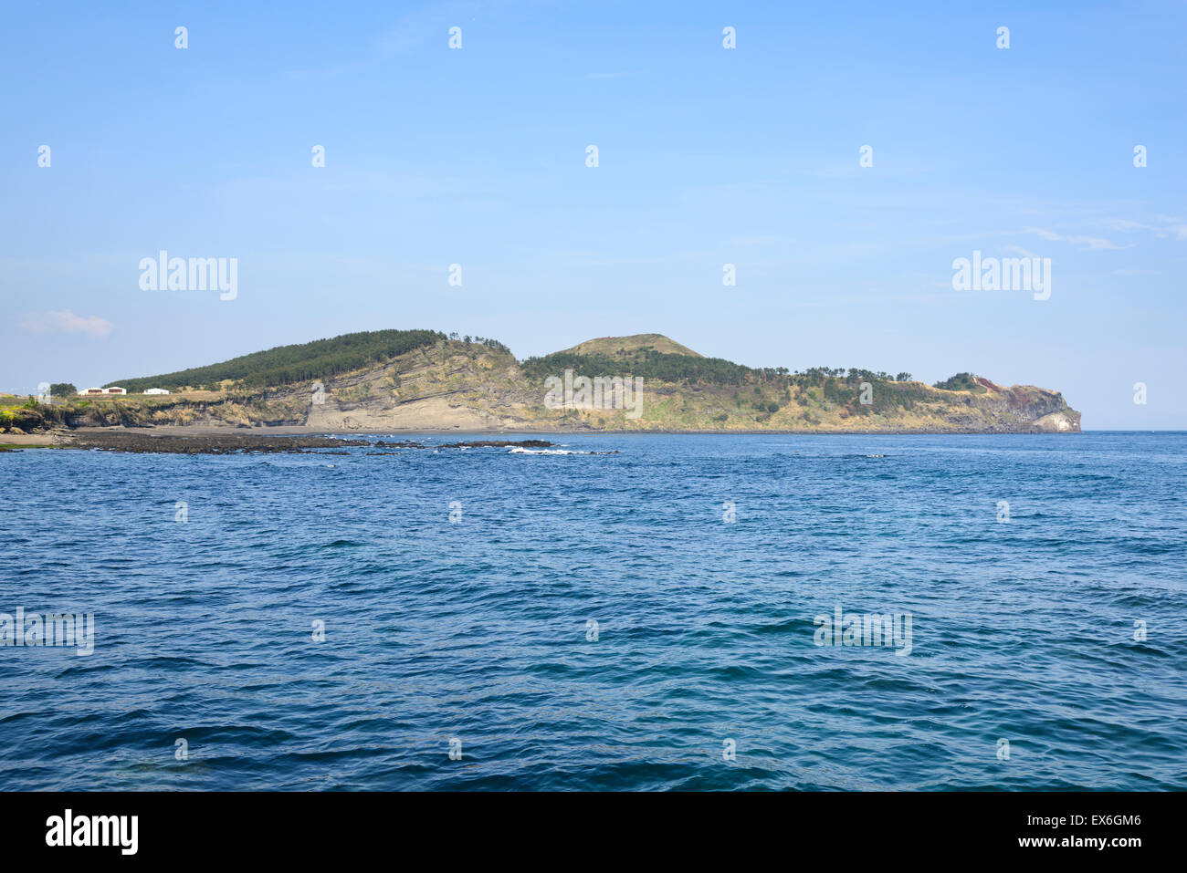 Whole View of Songaksan mountain in jeju island, Korea. Songaksan is ...