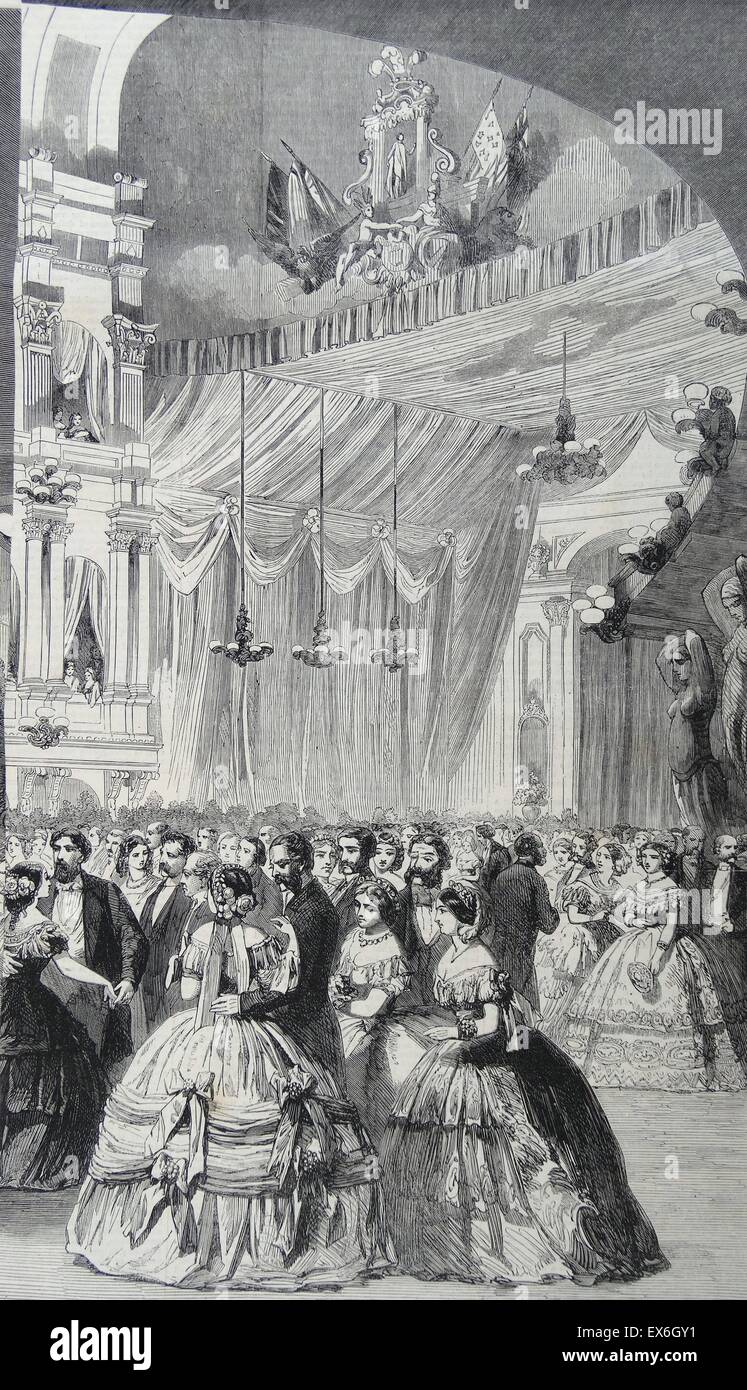 Engraving depicting a formal ball with the Prince of Wales in ...