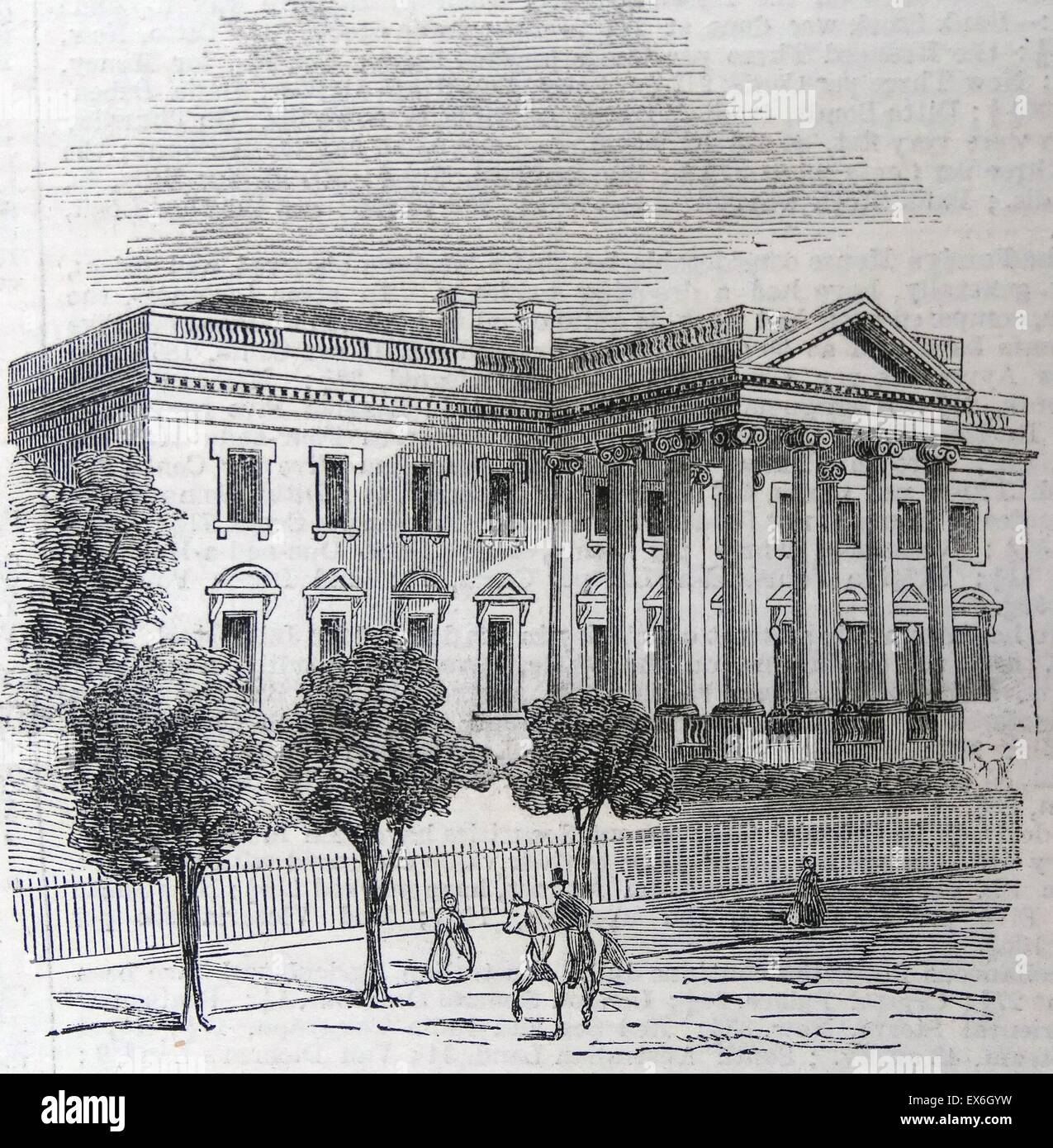 Engraving of The White House, residence of the President of the United ...