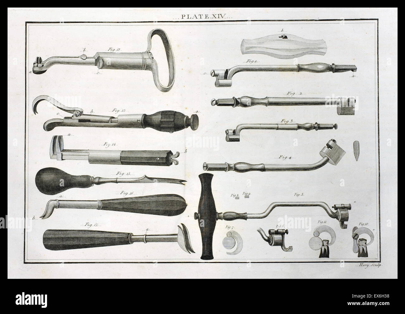 illustration of dental keys for tooth extraction. Savigny’s catalogue ...