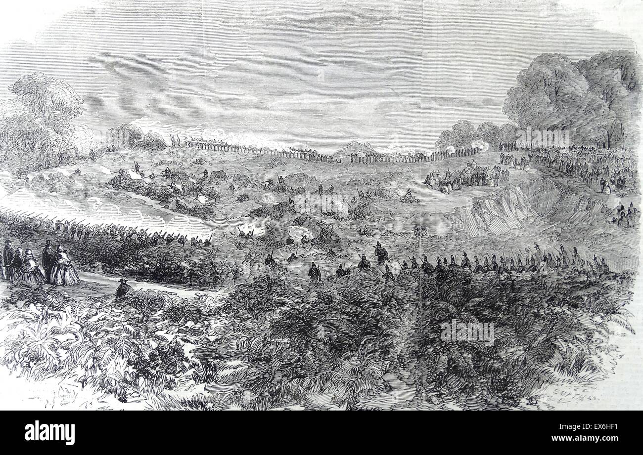 Engraving depicting the field-day and Sham fight of volunteers on ...
