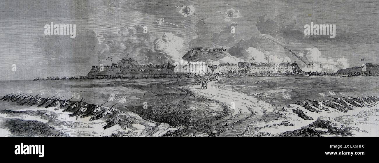 Engraving depicting the storming and capture of the North Fort, Peiho ...