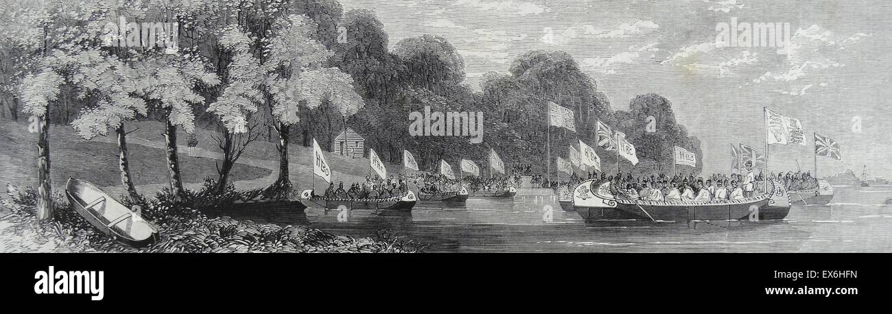 Engraving of the Grand Canoe reception given to the Prince of Wales on ...
