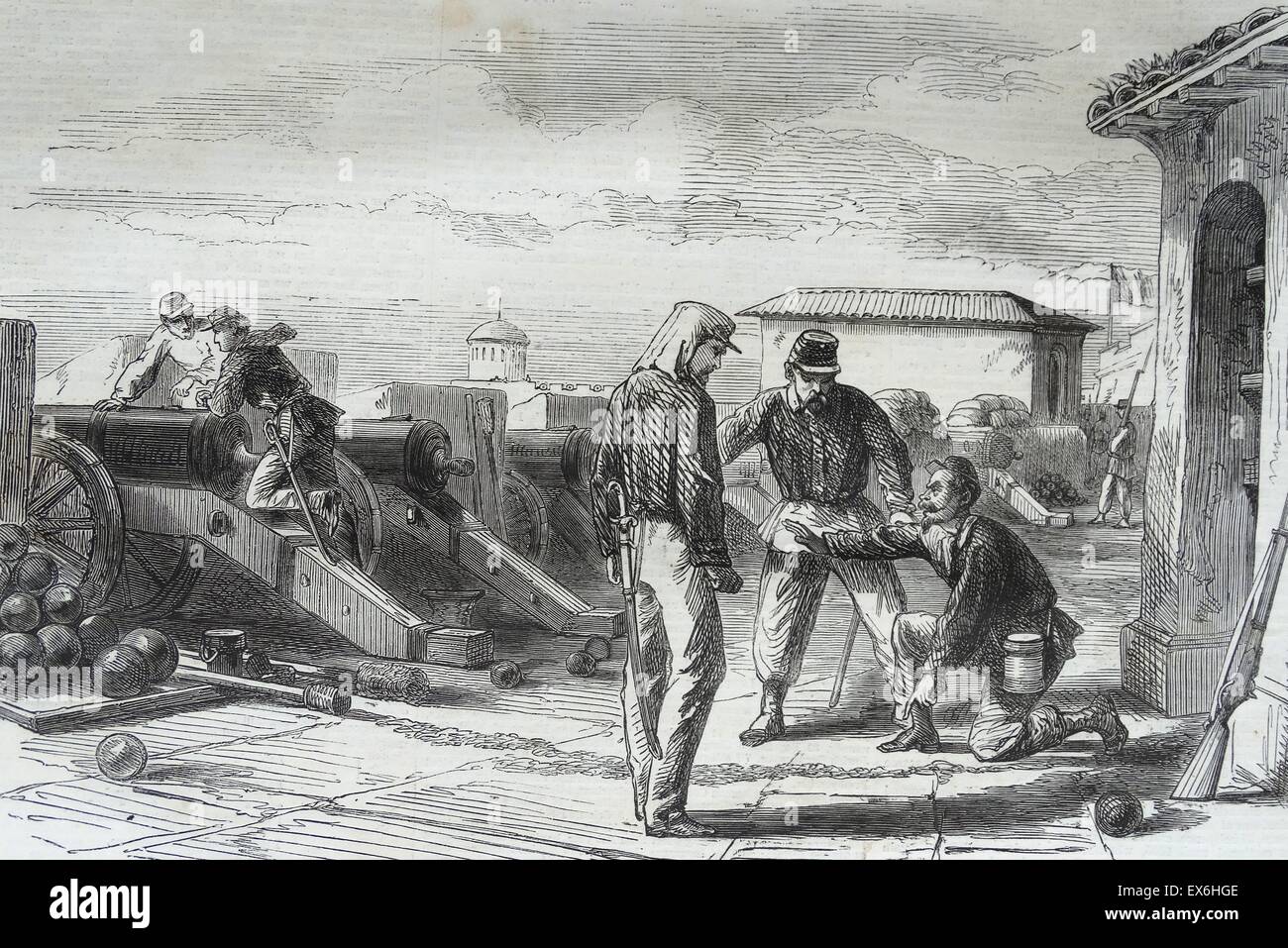 Engraving depicting the discovery of a train leading to the powder ...