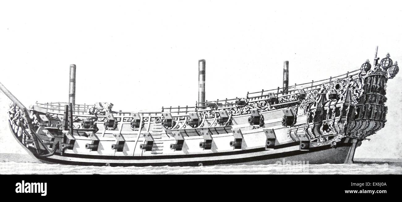 Aquatint of an English fourth-rate of about 54 Guns. Called by Charnock ...