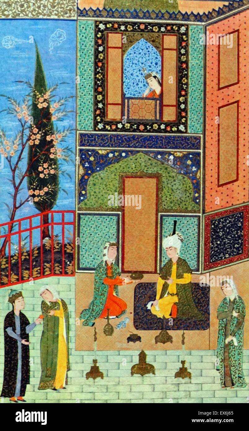 Colour illustration from 'The illuminated manuscript Khamsa of Nizami ...