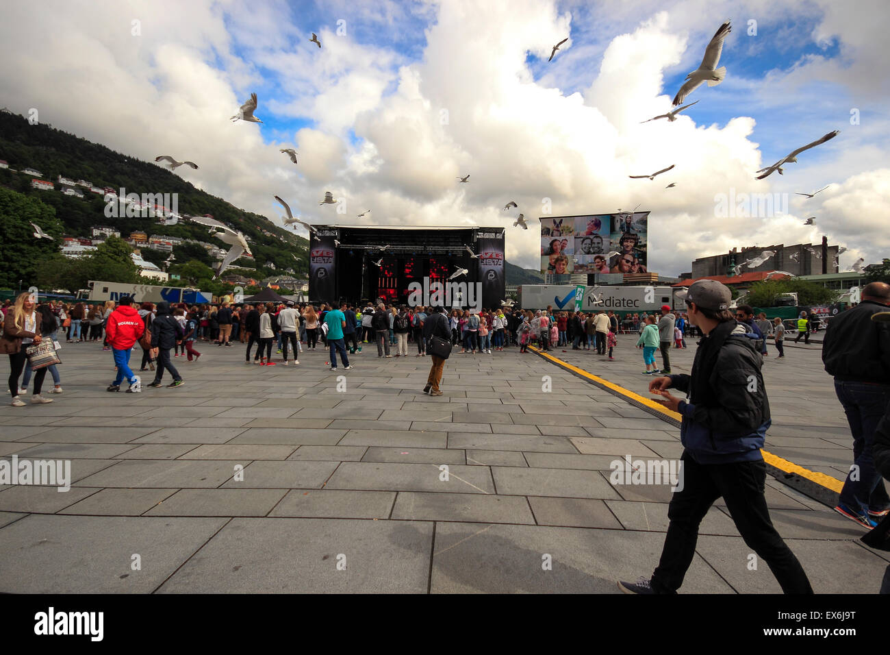 Band performing on stage at a music festival in Bergen, Norway ...
