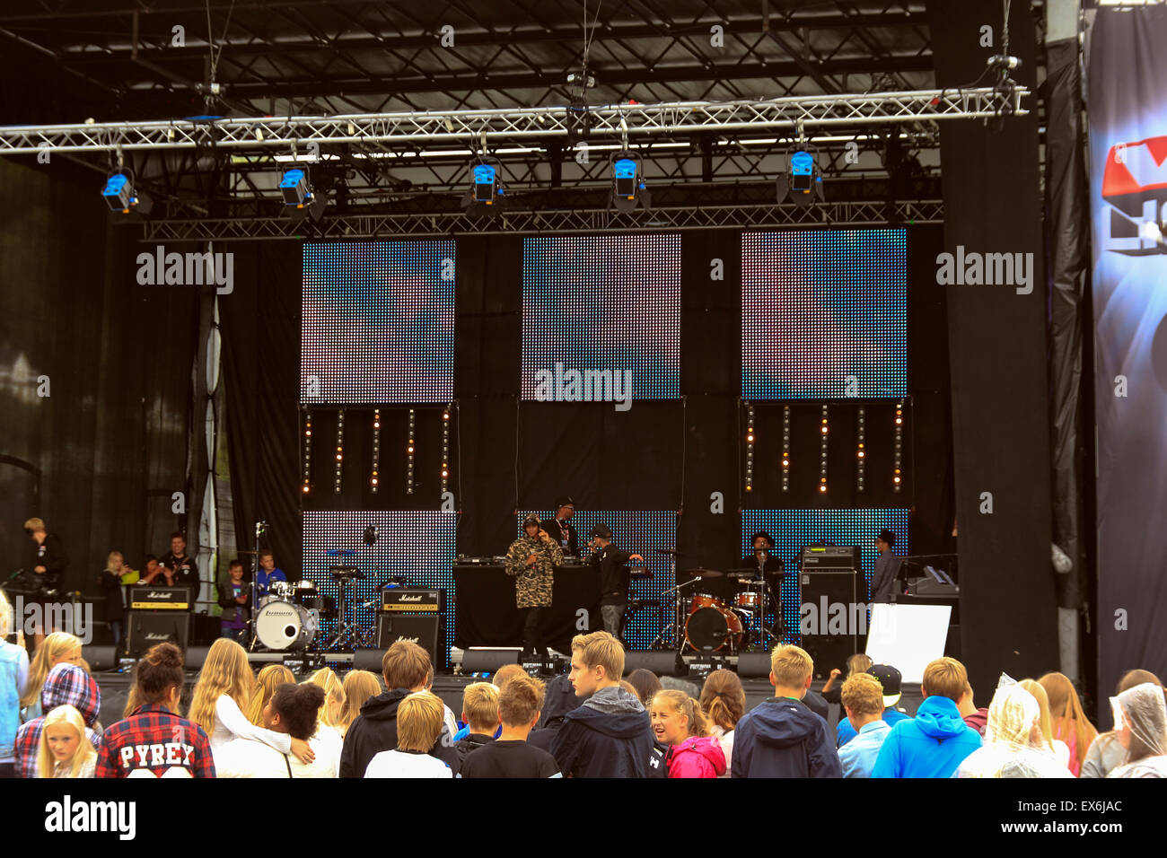 Band performing on stage at a music festival in Bergen, Norway ...