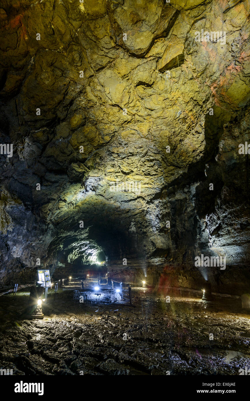 Manjanggul cave in Jeju island, Korea. Manjanggul is one of the finest ...