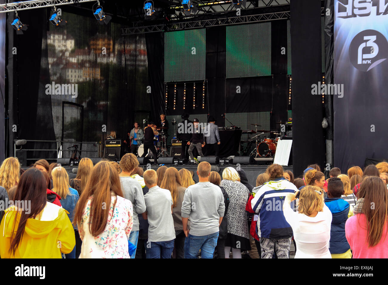 Band performing on stage at a music festival in Bergen, Norway ...
