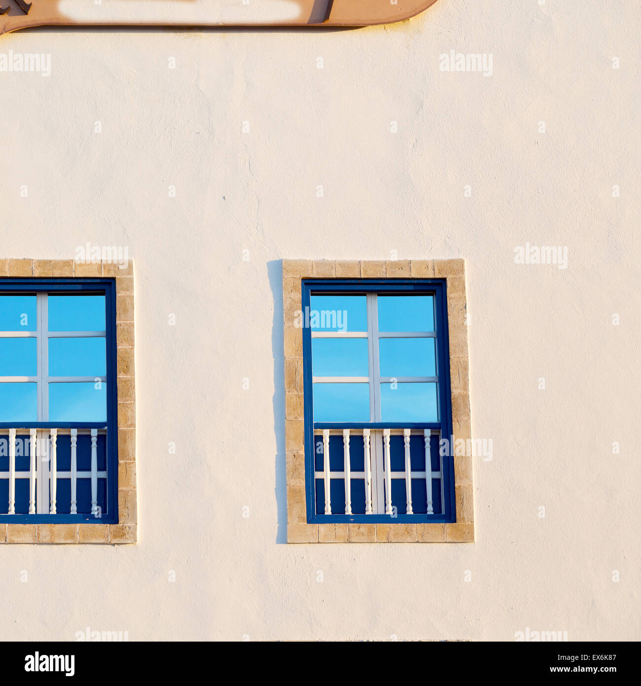 blue window in morocco africa old construction and brown wall ...