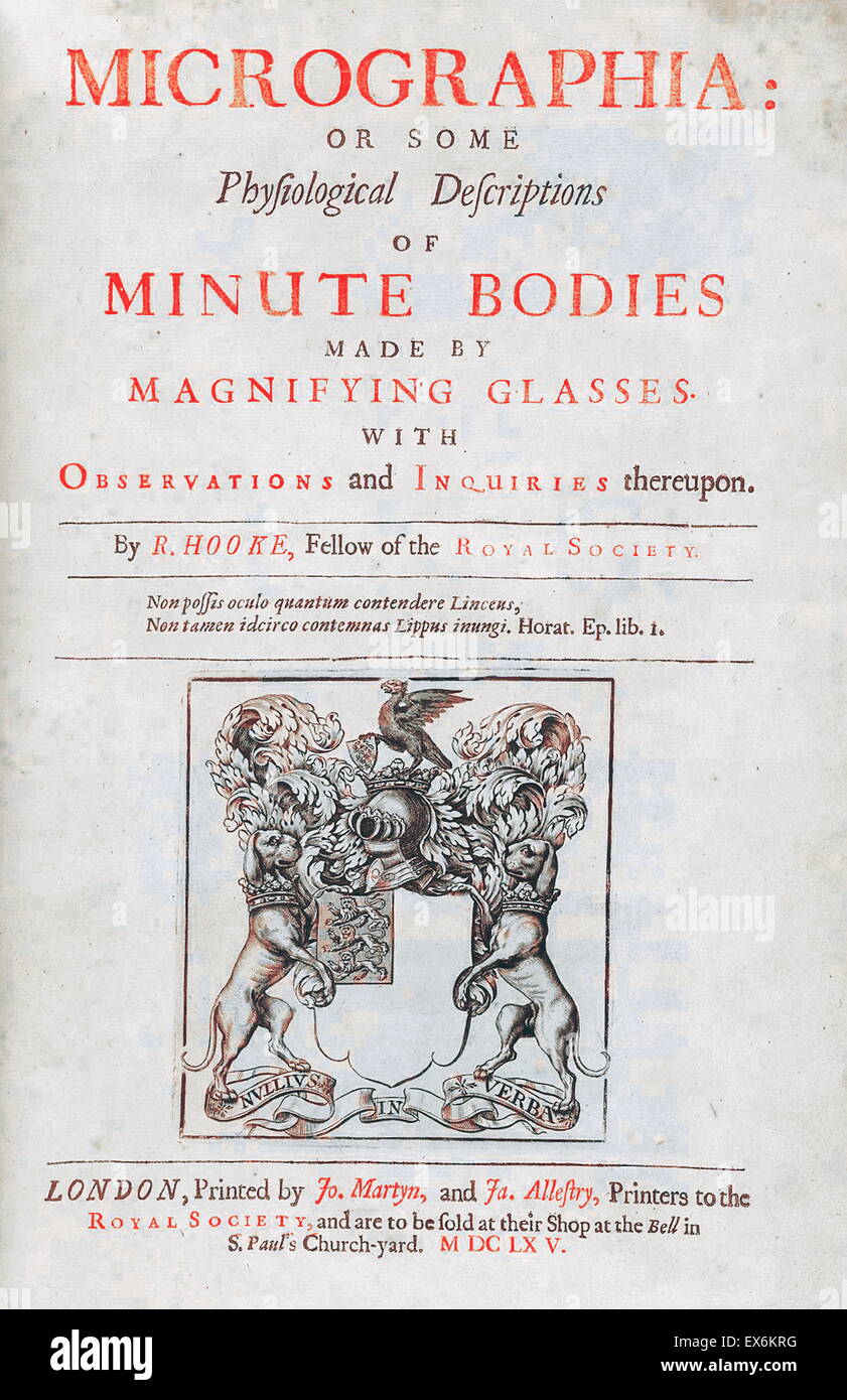 Title page with Illustration from 'Micrographia' 1665; by Robert Hooke ...