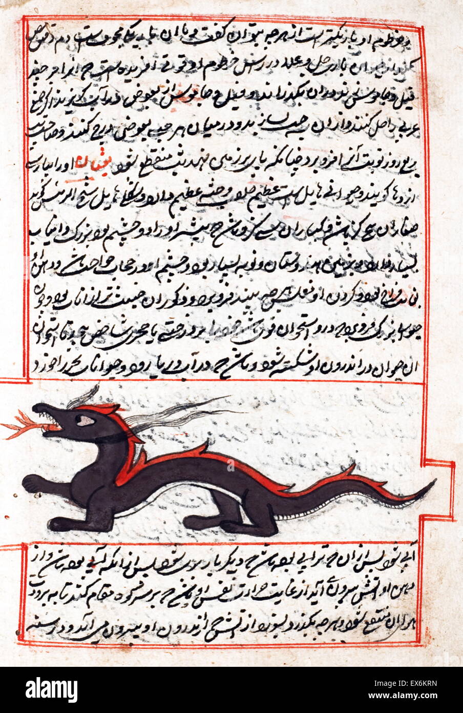 Illustration depicting Dragon, from 1538 edition, of 'Kit?b-I ?aj?y?b ...