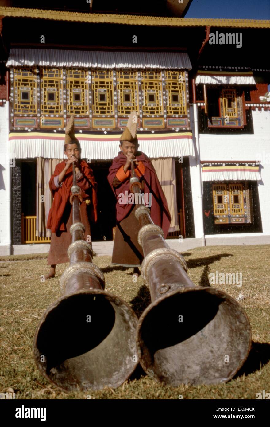 Colour photograph of Lama boys with silver Gyalings, Sikkim ...