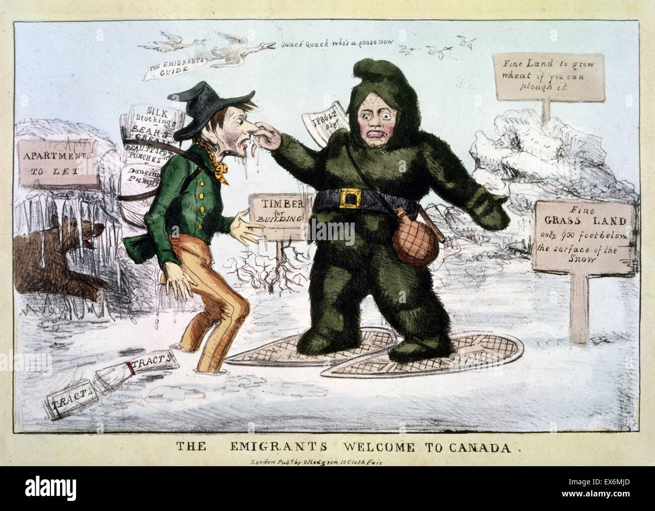 cartoon showing that emigrants are welcome to Canada, 1820 Stock Photo ...