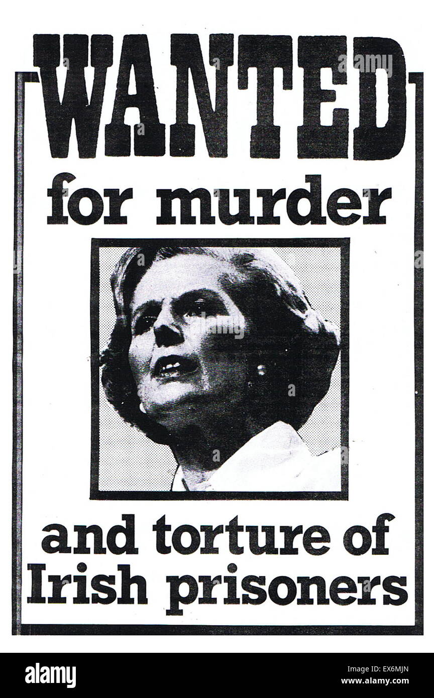 Wanted for Murder. A 1980's poster attacking British Prime Minister ...
