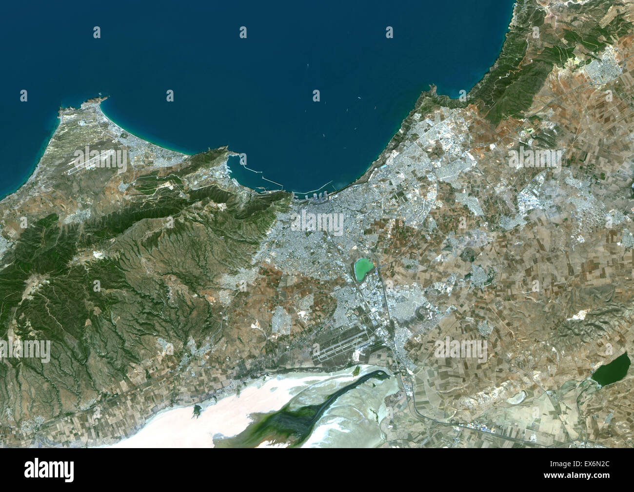 Colour satellite image of Oran, Algeria. Image taken on September 1 ...
