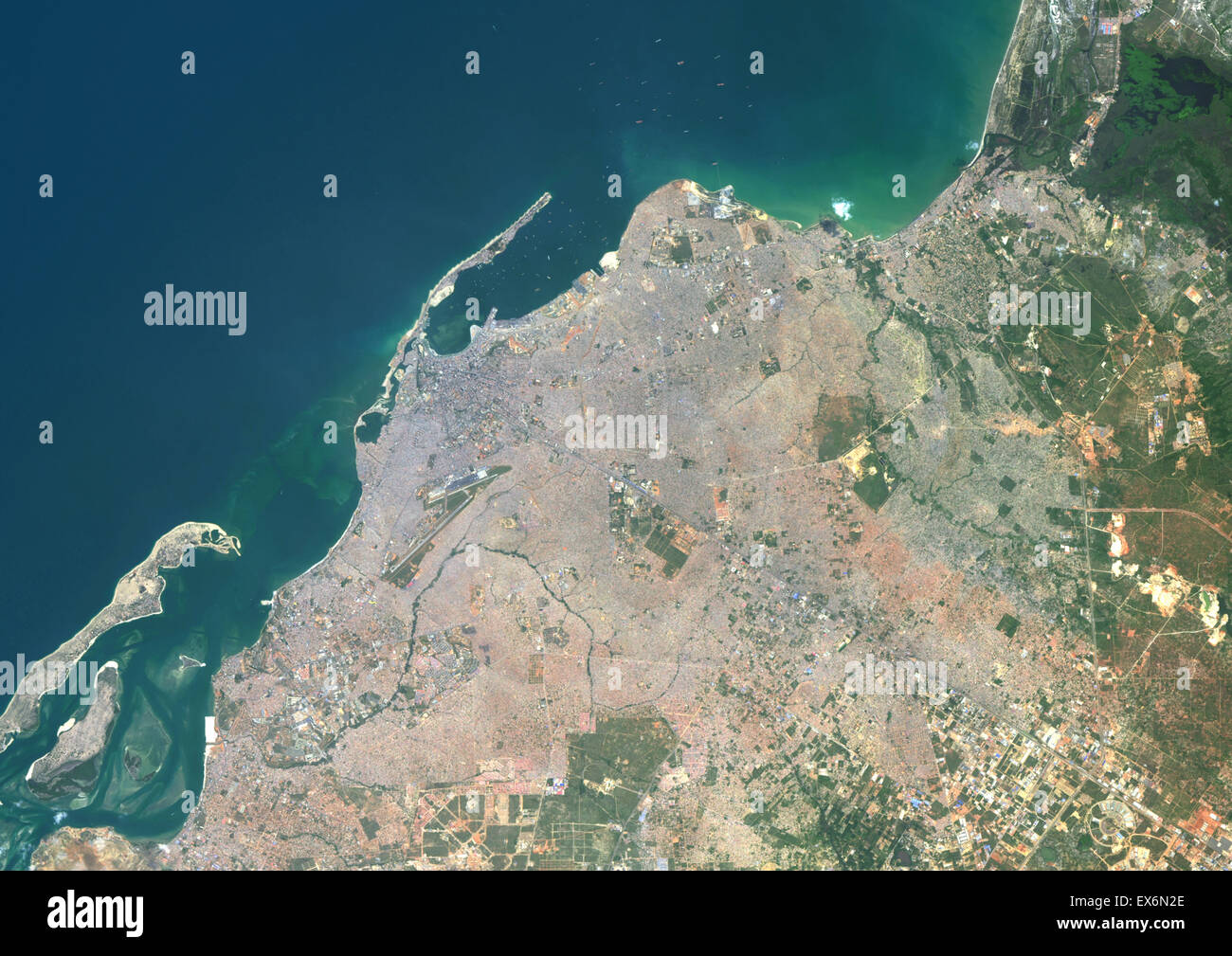 Colour satellite image of Luanda, Angola. Image taken on May 28, 2014 ...