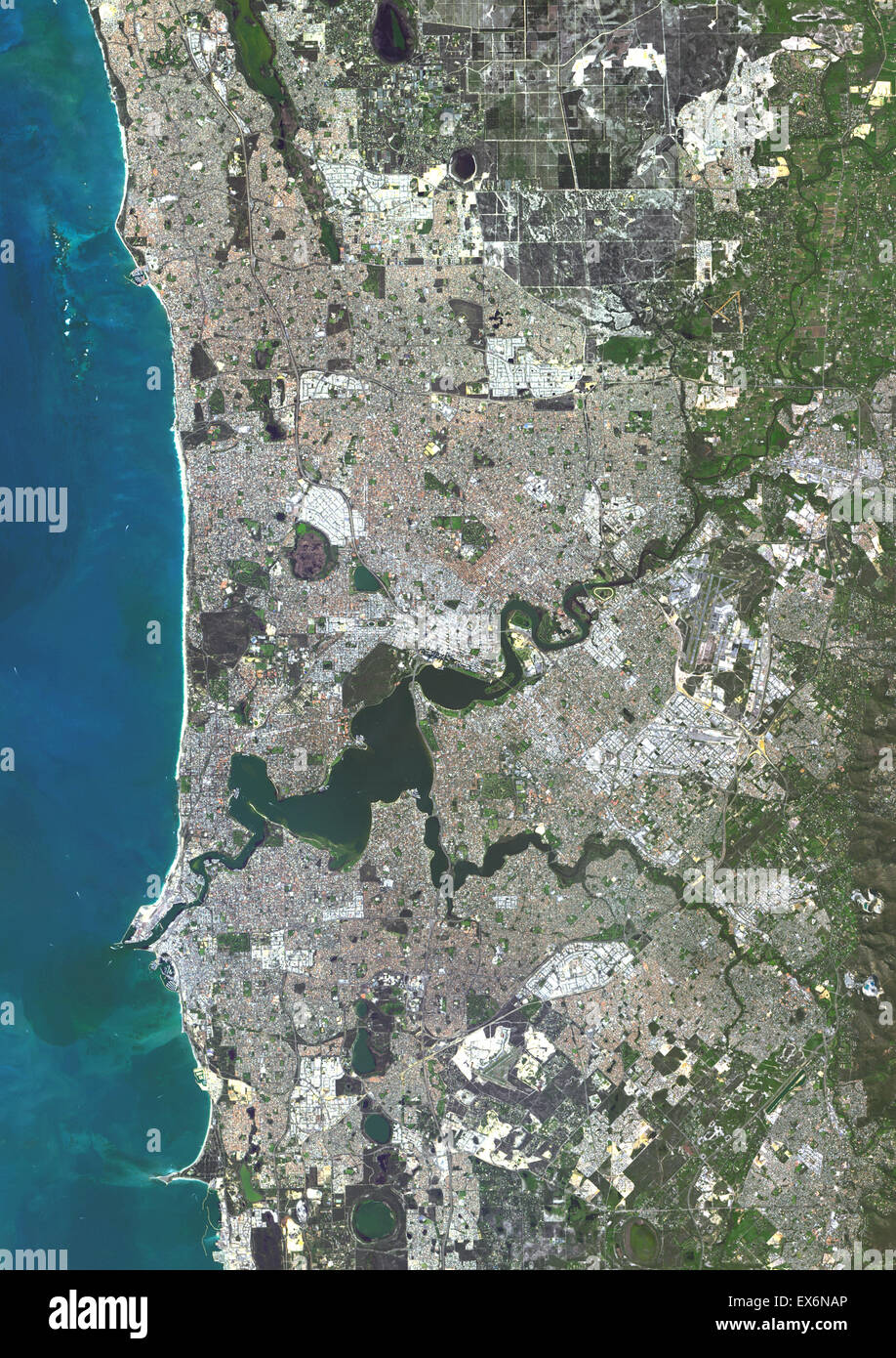 Colour satellite image of Perth, Australia. Image taken on August 6 ...