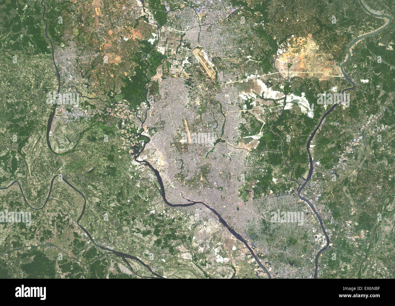 Colour satellite image of Dhaka, Bangladesh. Image taken on March 30 ...