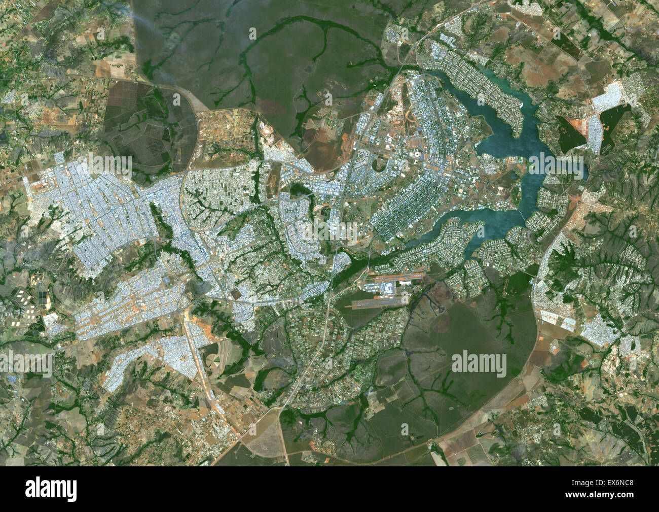 Colour satellite image of Brasilia, Brazil. Image taken on October 4 ...