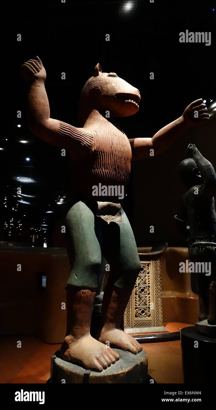 Wooden Royal Statue depicting King Gele as a half man, half lion ...