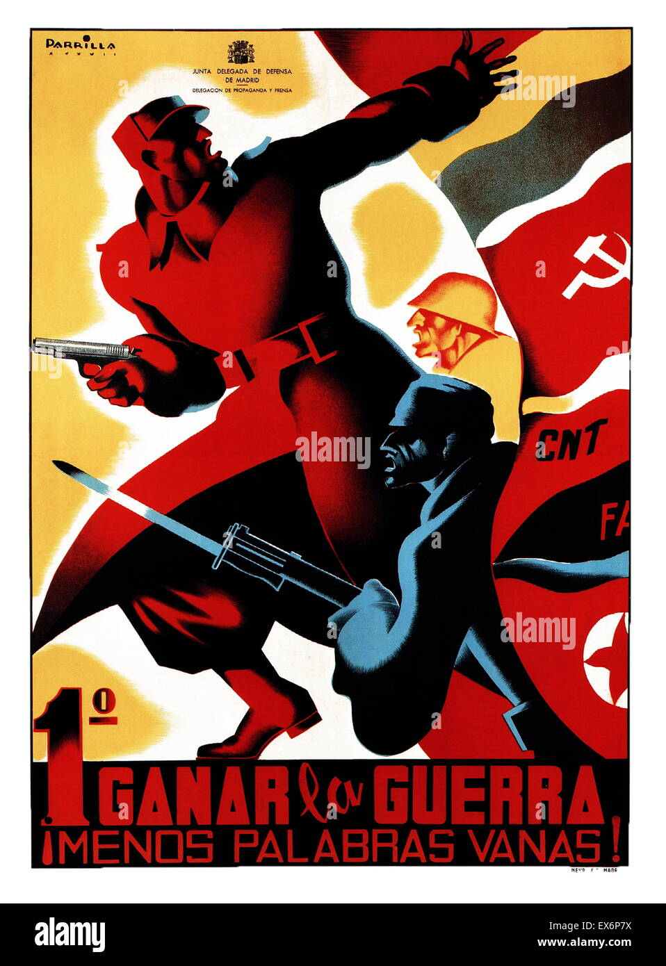 Communist Republican Propaganda Poster Spanish Civil War 1936 Stock