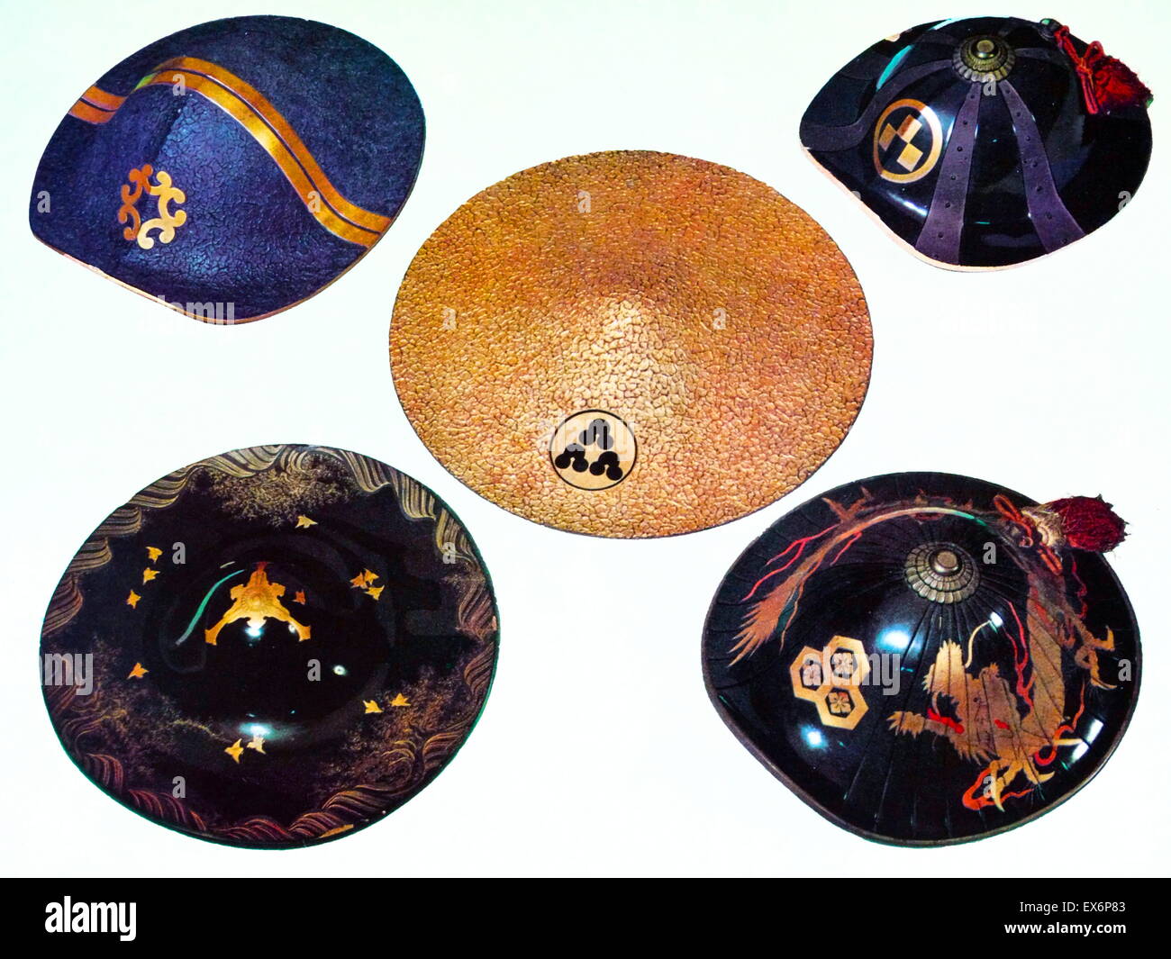 selection of 18th century Japanese samurai helmets Stock Photo - Alamy
